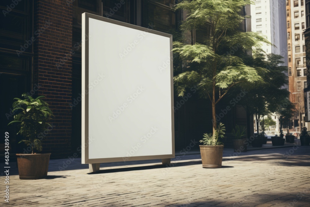 outdoor city light mall shop template. Blank billboard mock up in a ...