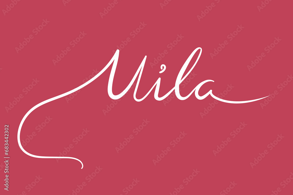 Female name Mila. Handwritten lettering calligraphy Girl name. Vector ...
