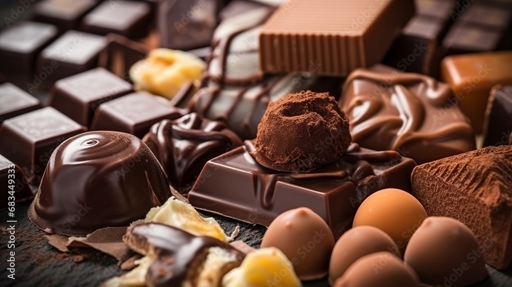 Assortment of chocolate. A tempting display capturing the delicious ...