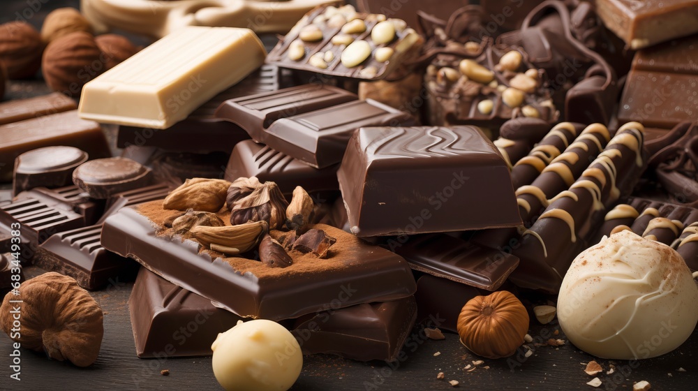 Assortment of chocolate. A tempting display capturing the delicious ...