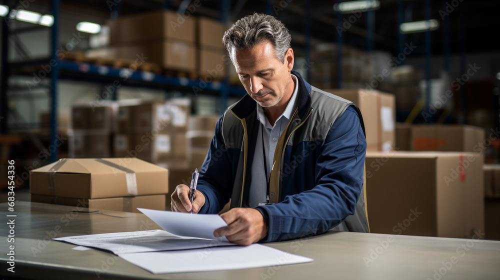 Capture the logistics manager in the act of signing the bill of lading ...