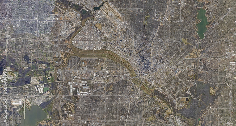 Dallas North Texas USA 3d rendering High Resolution Satellite Image ...