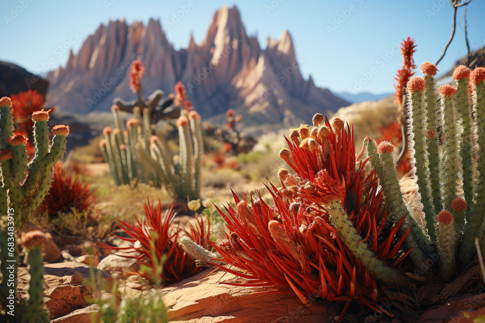 vibrant untamed beauty of a desert wilderness, showcasing the rugged ...