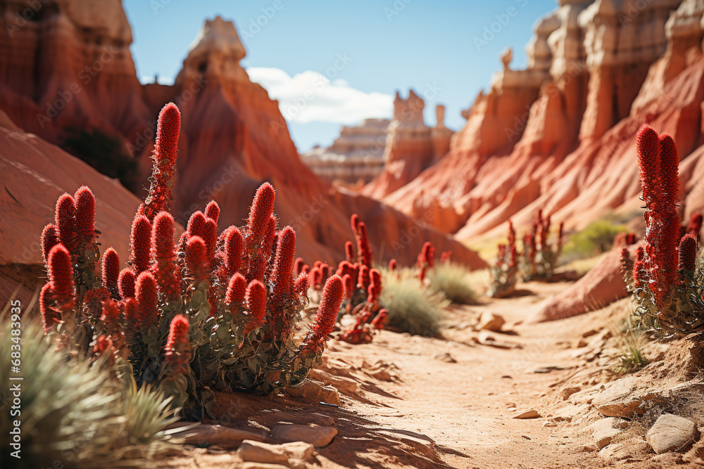 vibrant untamed beauty of a desert wilderness, showcasing the rugged ...