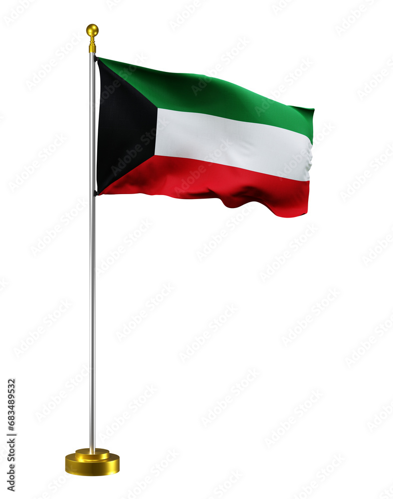 kuwait flag wave on transparent or PNG background. digital illustration ...