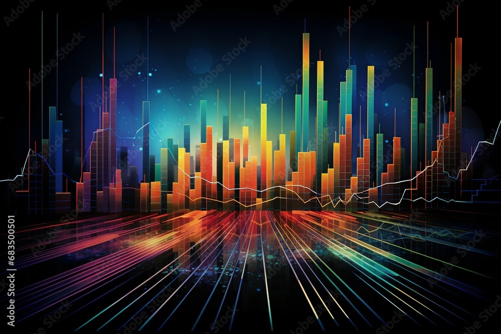Dynamic Financial Rhythms: An art deco-inspired depiction of a stock ...
