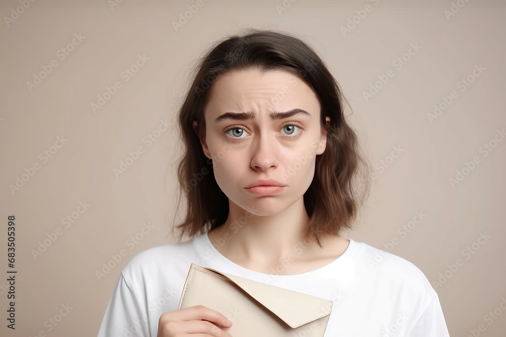 Sad upset young woman. Tired young sad female stress pain. Generate Ai ...