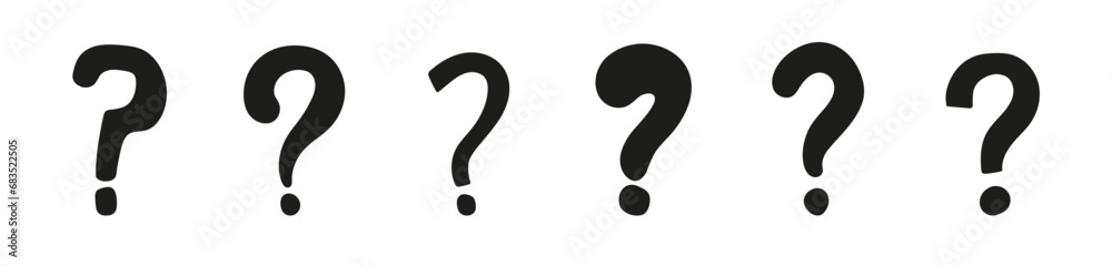 Hand drawn solid question mark. Black silhouette question mark icons ...