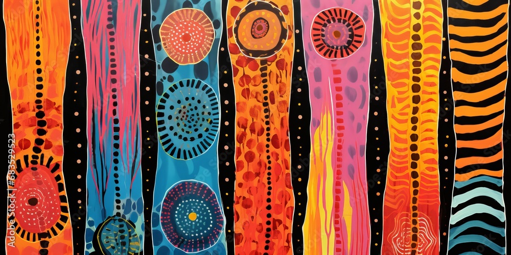 Abstract theme of Australian Indigenous Aboriginal art. Represent style ...