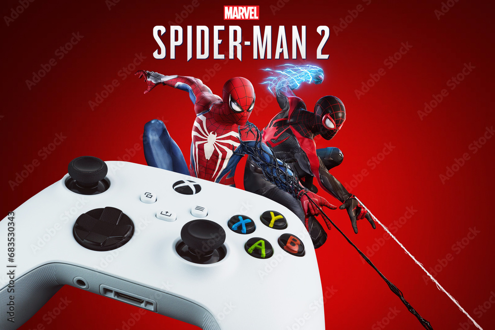 Xbox Series S Robot White Controller with Marvel's Spider-Man 2 game ...