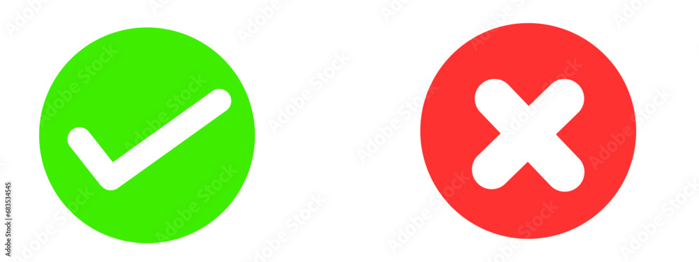 cross mark icon and Check mark on transparent background Stock Vector ...