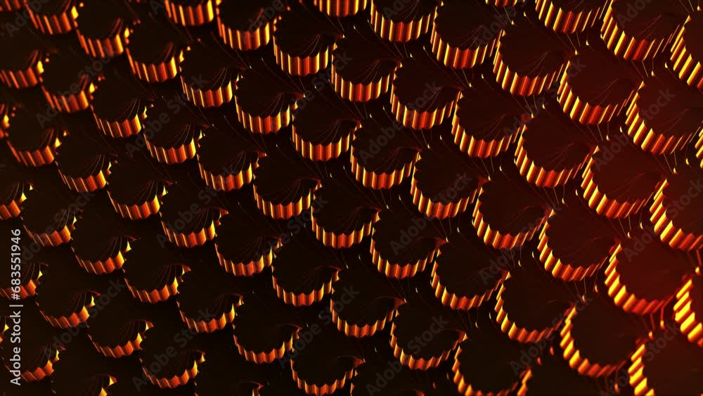 A group of rotating gears. Gear mechanism animated abstraction ...