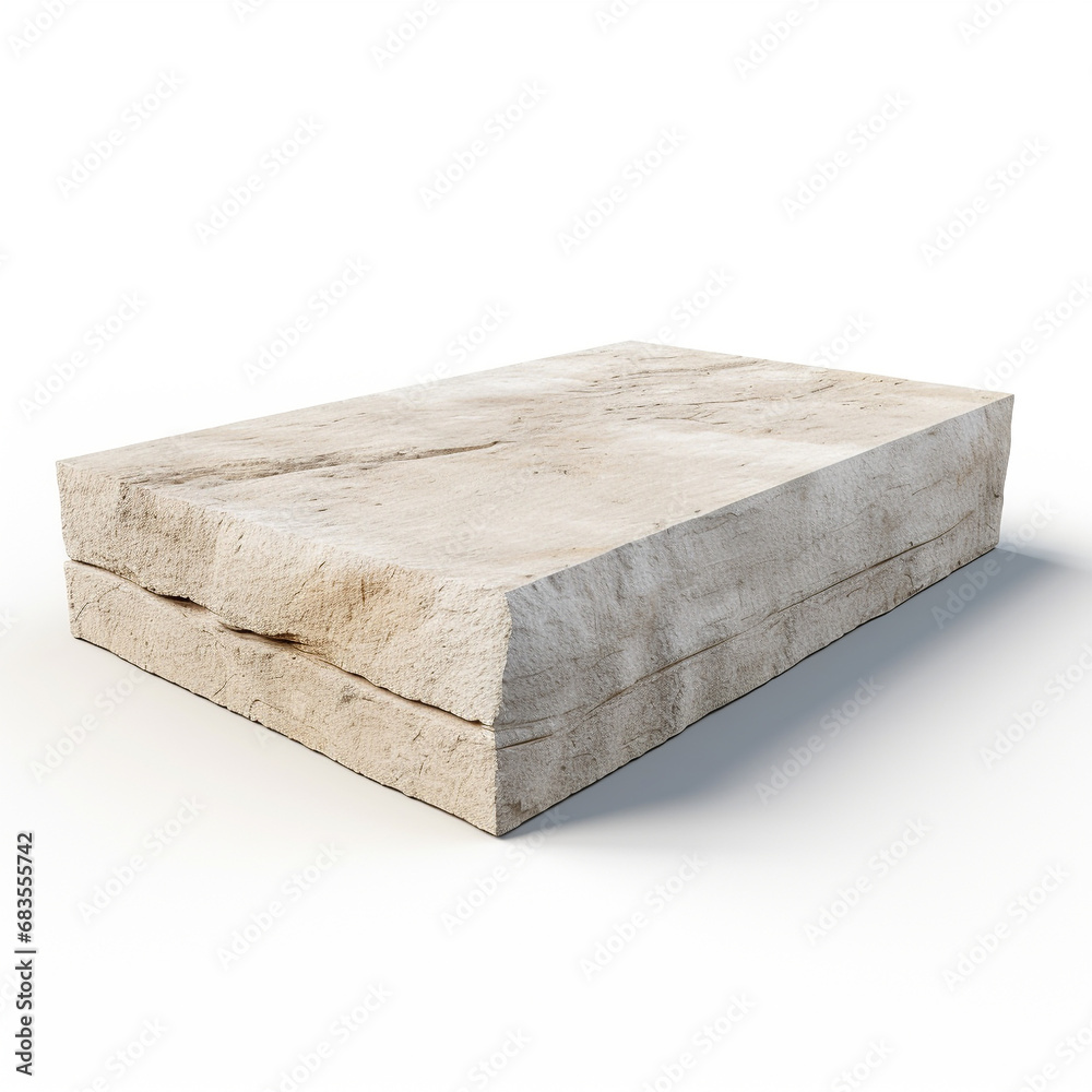 rectangular limestone block with a smooth top and textured sides on an ...