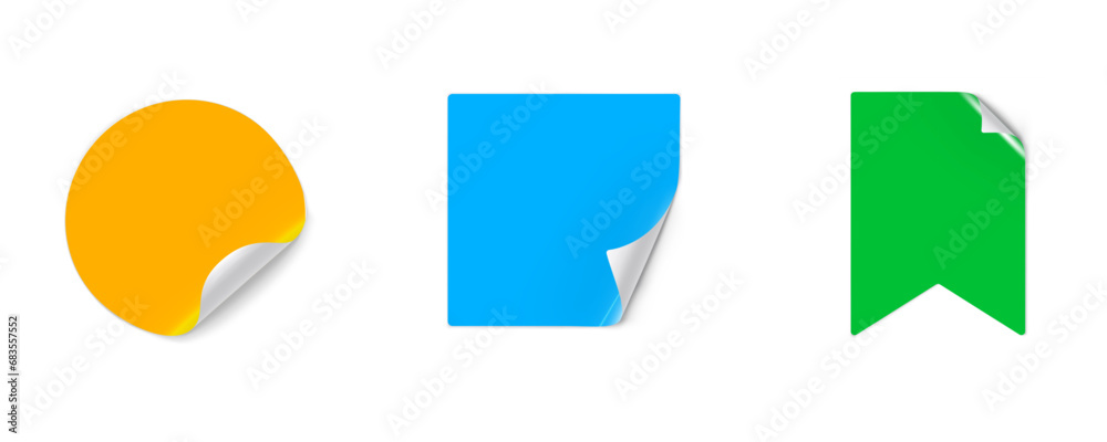 Sticker sticker in different geometric shapes colored glue mock up set ...