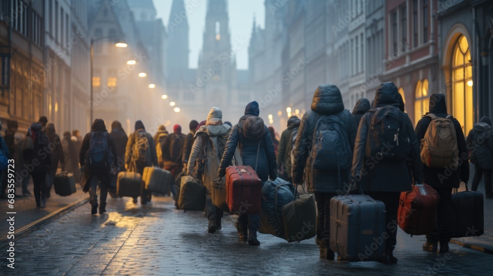 Modern world problem refugees, displaced immigrants emigrants, war ...