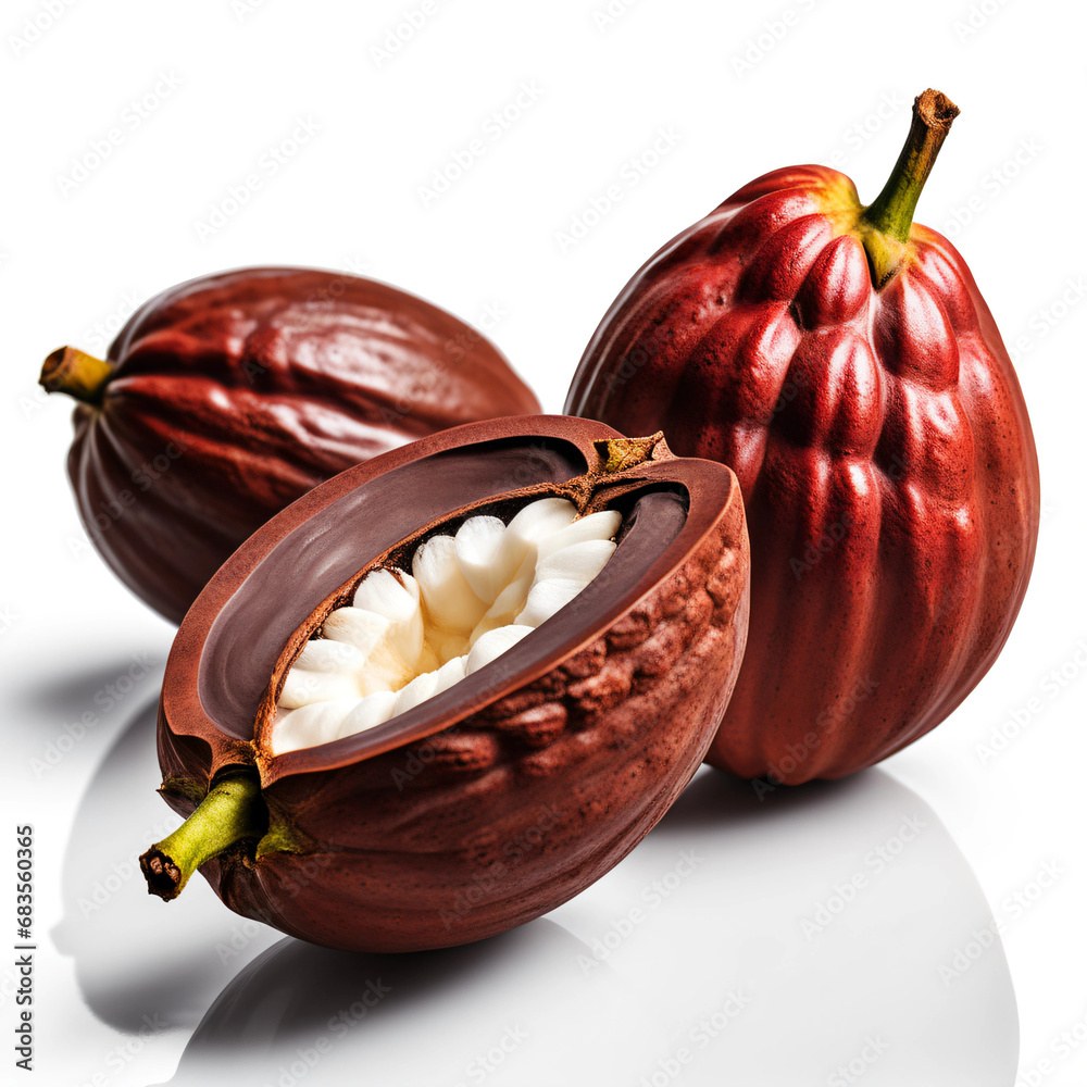 Fruto do Cacau isolado partido no meio. Cacau Fruto. Fruto do cacaueiro ...