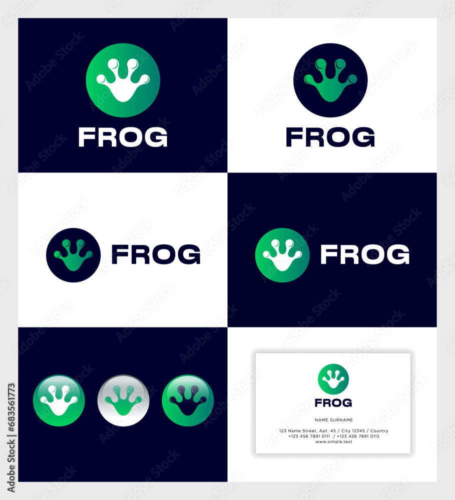 Paw of a green frog. Frog icon. Silhouette paw of a tropical amphibian ...