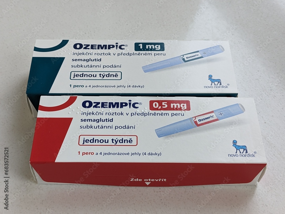 Prague,Czech republic- June 22 2024: Ozempic box. Czech version of ...