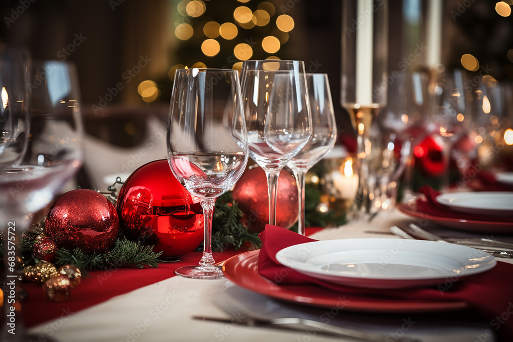 Christmas Themed Dinner Table - Festive Dining Scene Created with ...