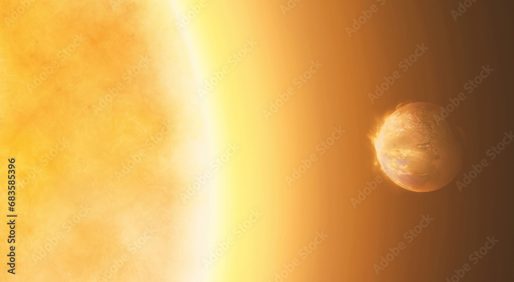 Planet in close proximity to the sun, a cosmic configuration Stock ...
