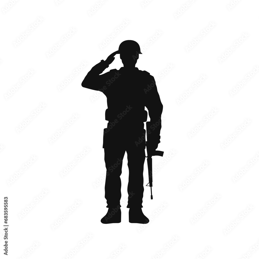 Salute silhouette vector illustration. Military salute graphic ...