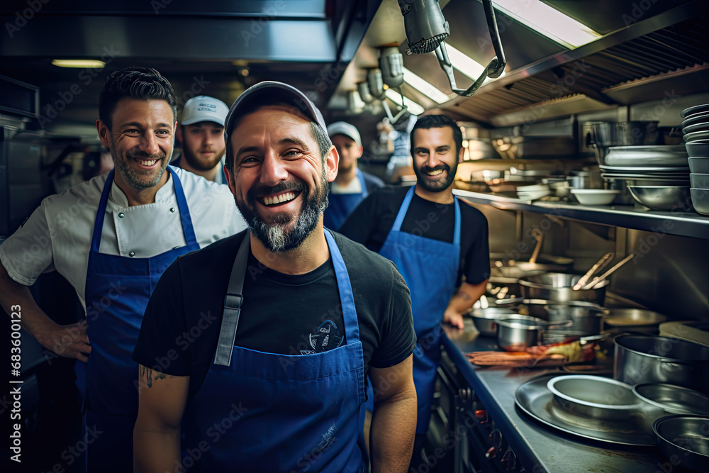 group of professional chefs, frontline staff, restaurant servers ...