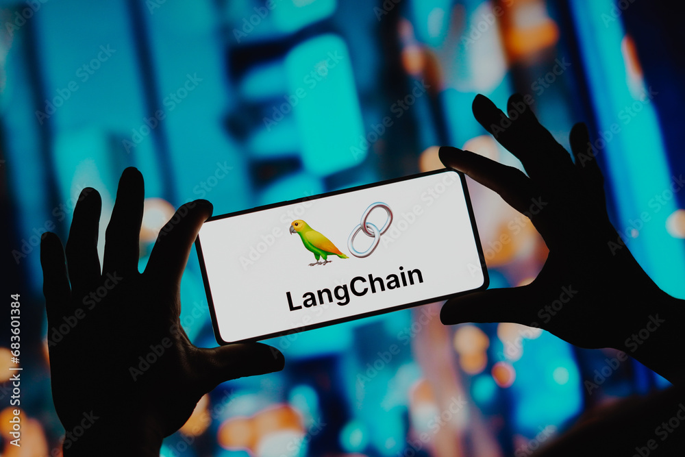 November 24, 2023, Brazil. In this photo illustration, the LangChain ...