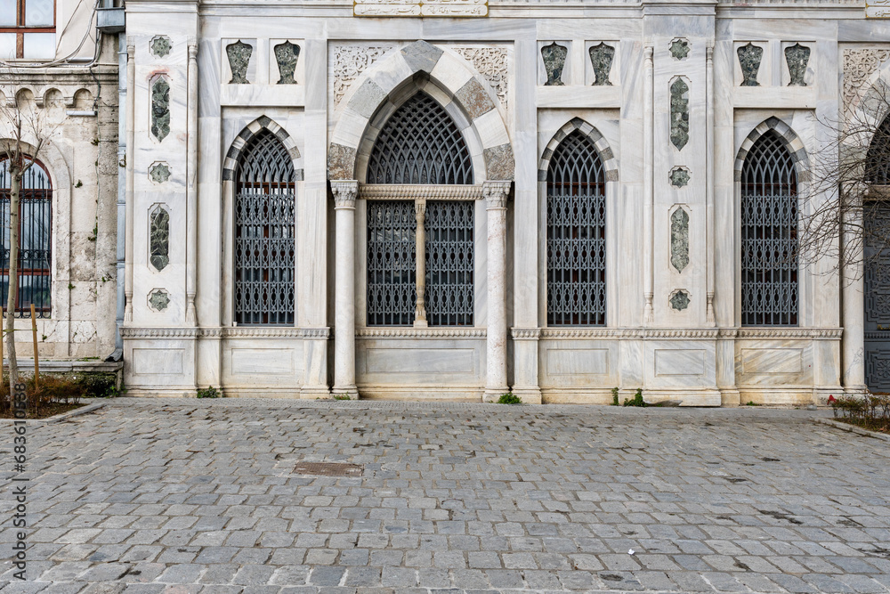 part wall of Bayezid mosque with antique windows - one of the oldest ...