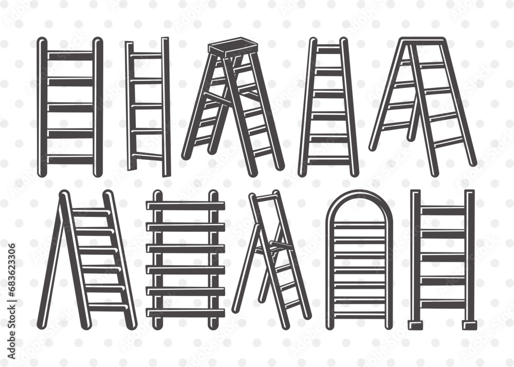 Ladder Clipart SVG Cut File | Step Ladder Svg | Ladder Svg | General ...