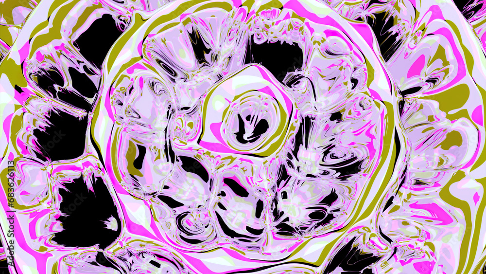 Liquid pink blobs in a cartoon animation spreads over the entire ...