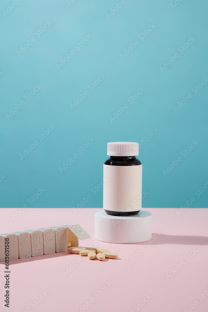The tablets are emptied onto the table from a compartment of the daily ...