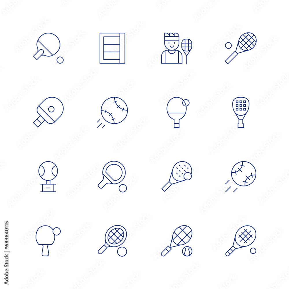 Tennis line icon set on transparent background with editable stroke ...