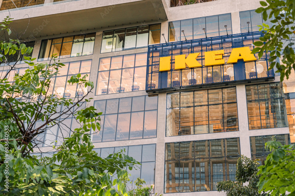 The Ikea logo on a building in EmSphere, a new shopping mall near BTS ...