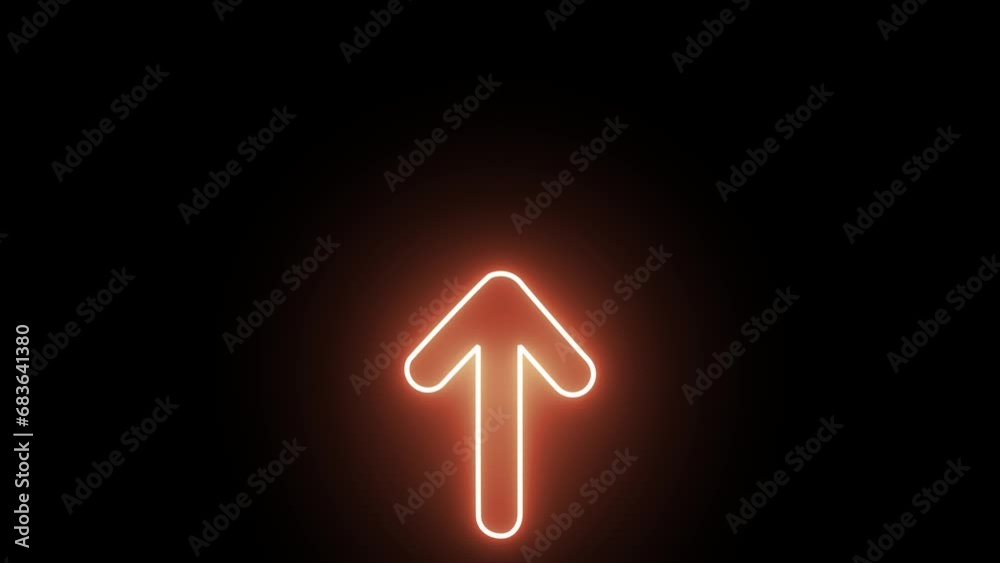 Abstract neon glowing directional arrow animation. signal icon. Swipe ...