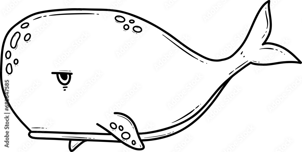 whale fish cartoon outline Stock Vector | Adobe Stock