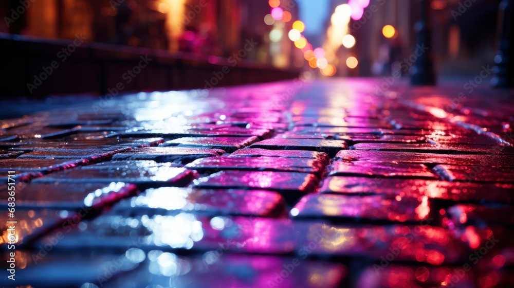 Wet Asphalt Reflection Neon Lights Searchlight, Wallpaper Pictures ...