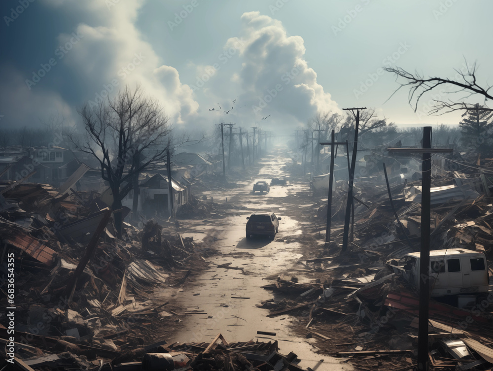 Small Town Devasted and Destroyed After a Massive Natural Disaster ...