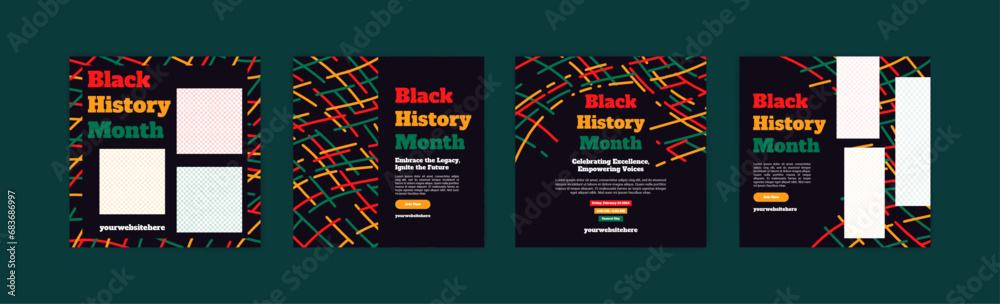 Collection of black history month social media posts. Celebrating black ...