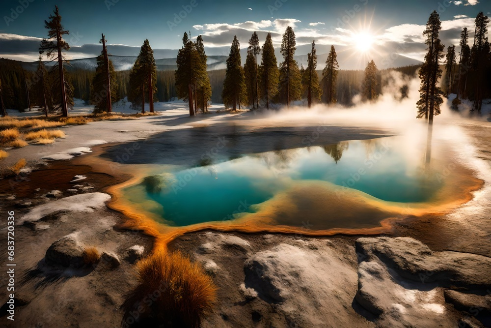 Explore the geothermal features of Yellowstone National Park. Stock ...