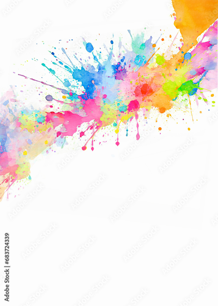 Rainbow colors big beautiful watercolor paint splash and drips 5x7 size ...