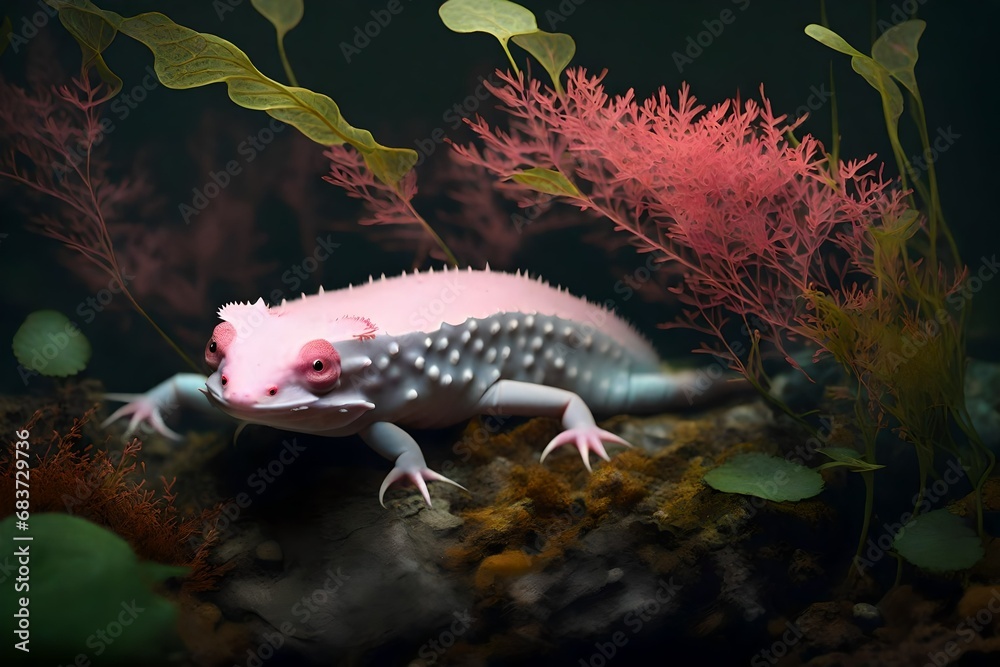 ภาพประกอบสต็อก Explore the life cycle and behavior of the axolotl, a ...