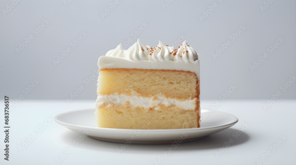 Portrait of a Vanilla Cake against white background with space for text ...