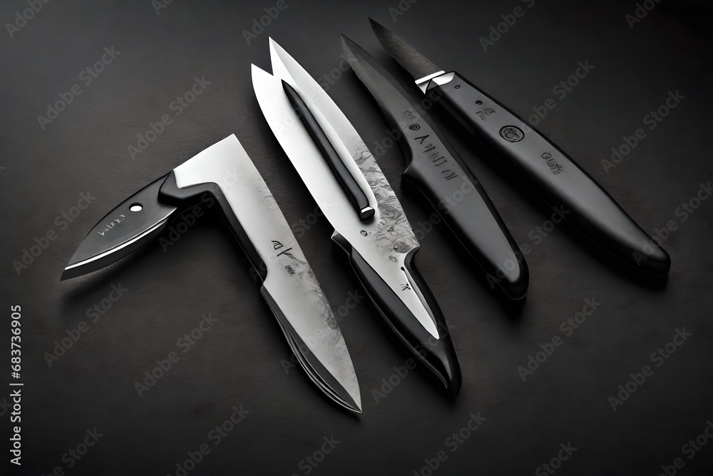 The precision of a utility knife, capturing its sleek design and ...