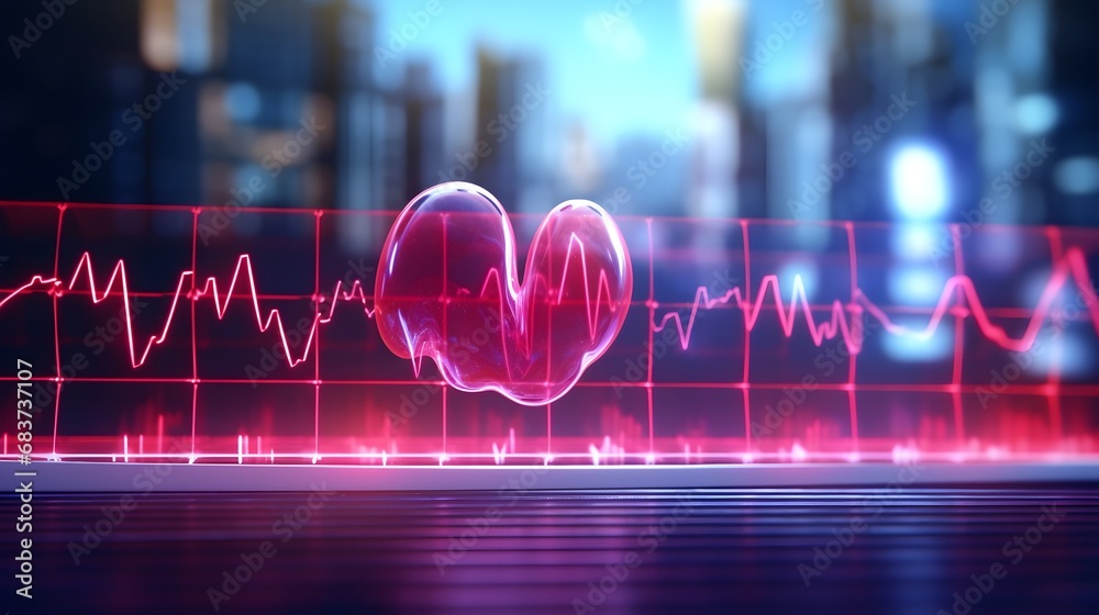 Develop an illustration of an electrocardiogram (ECG or EKG) graph ...