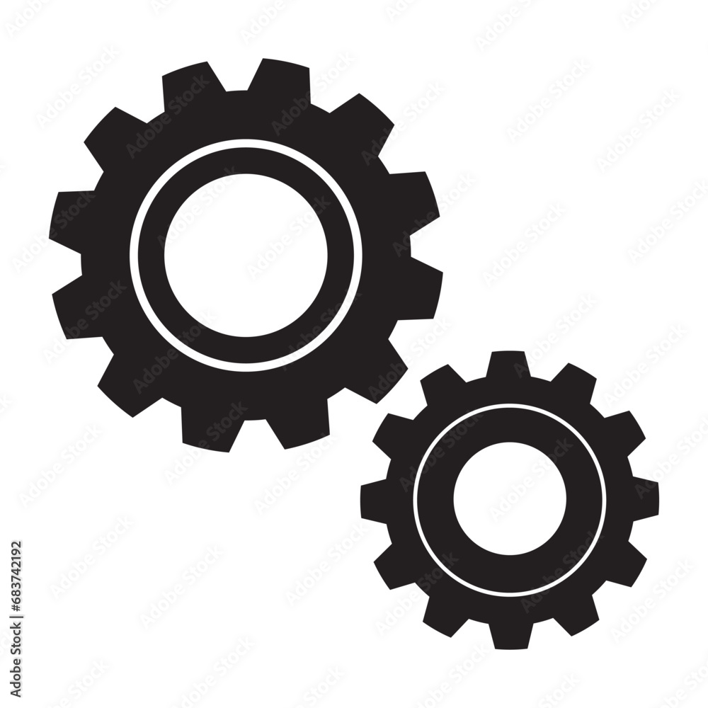 Gear or settings icon on white background. Gear icon template color ...