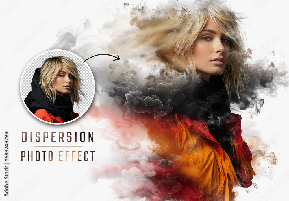 Smoke Dispersion Photo Effect Mockup Stock Template | Adobe Stock