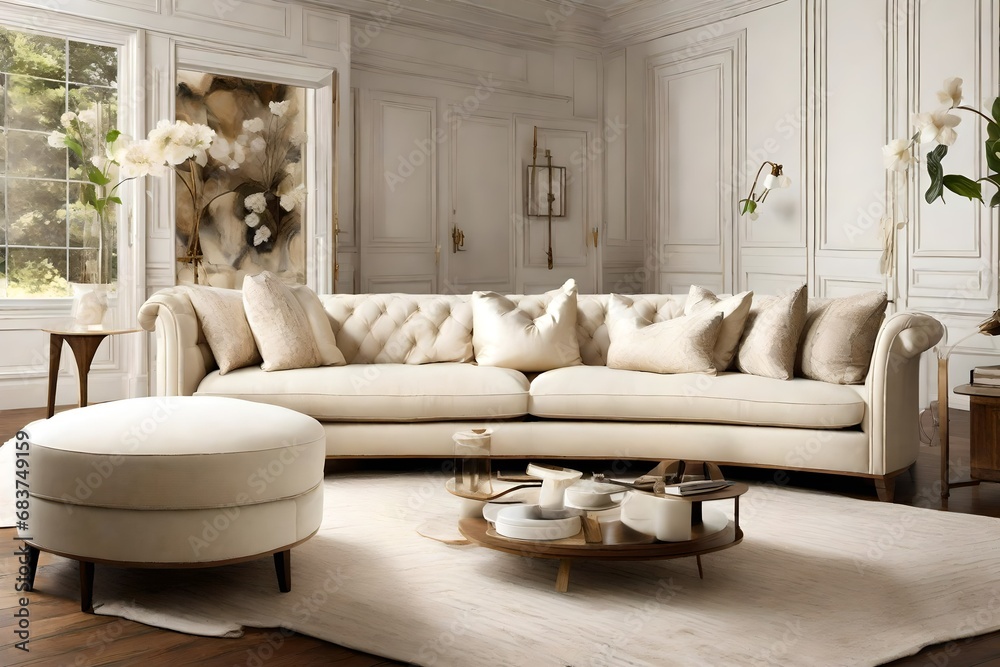 Craft a visually stunning Ivory Color Sofa image, showcasing its ...