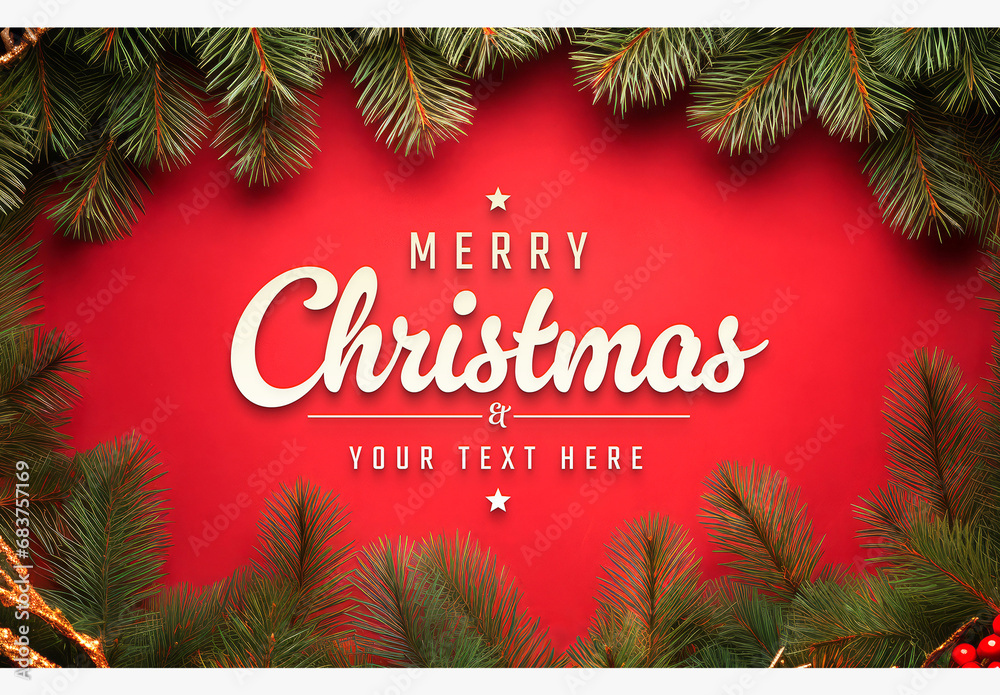 Christmas Wreath Banner With Space For Text Mockup. Generative Ai Stock ...