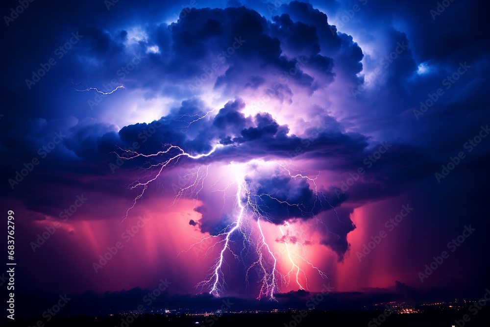 multicolor dynamic and electrifying combination of a thunderstorm with ...