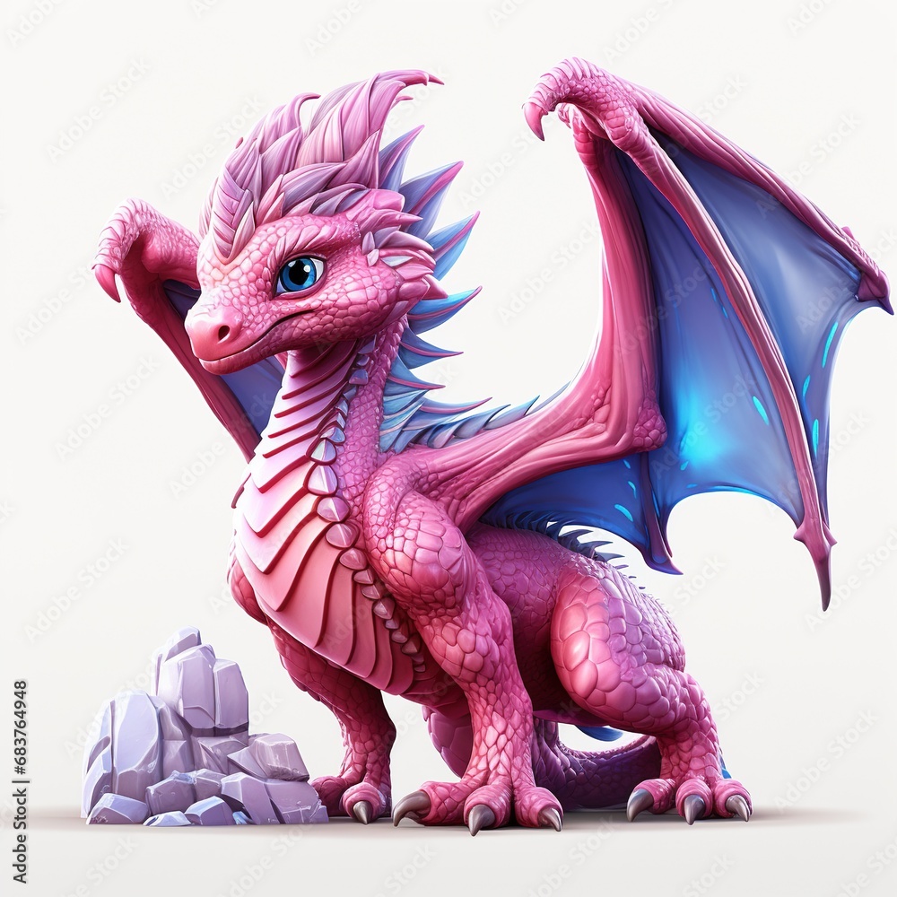 adorable cartoon pink dragon on white background Stock Illustration ...